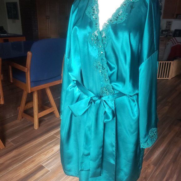 Victoria's Secret | Intimates & Sleepwear | Beaded Green Satin Victoria ...